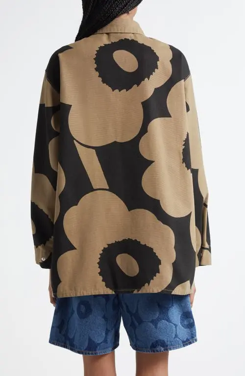 Marimekko Abstraktio Unikko Floral Oversized Cotton Shirt In Black